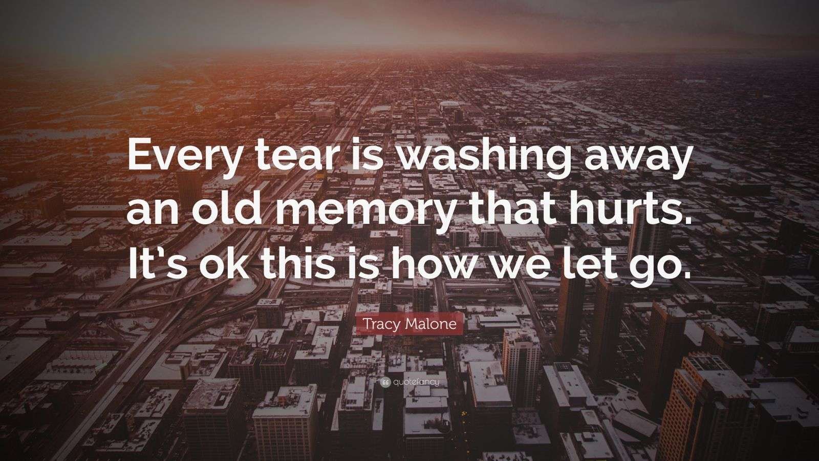Tracy Malone Quote: “Every tear is washing away an old memory that ...