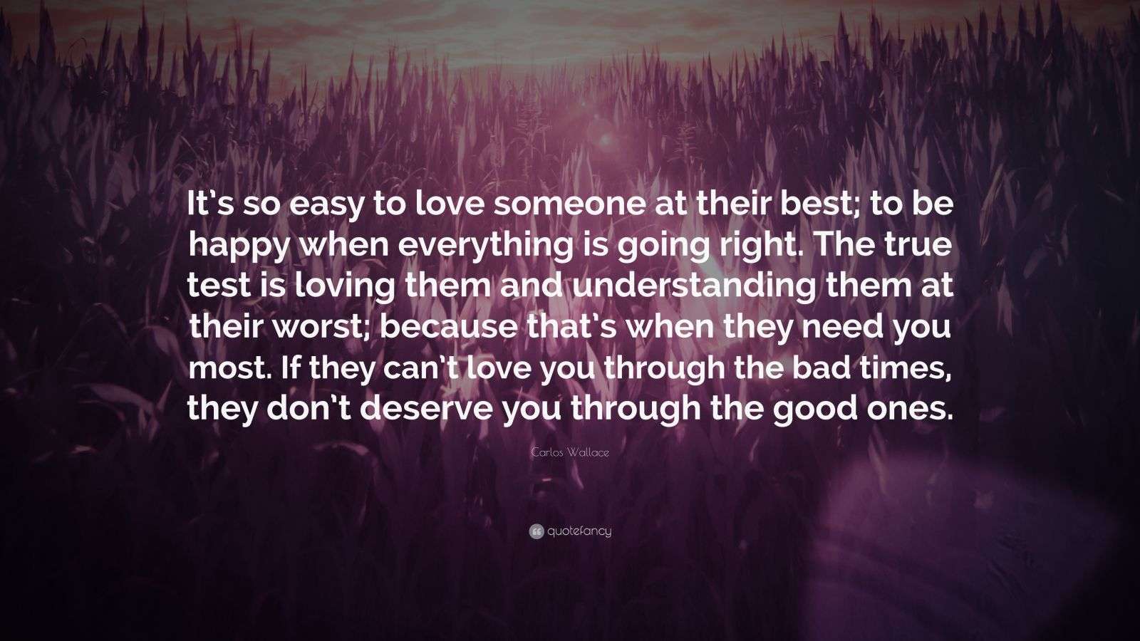 Carlos Wallace Quote: “It’s so easy to love someone at their best; to ...