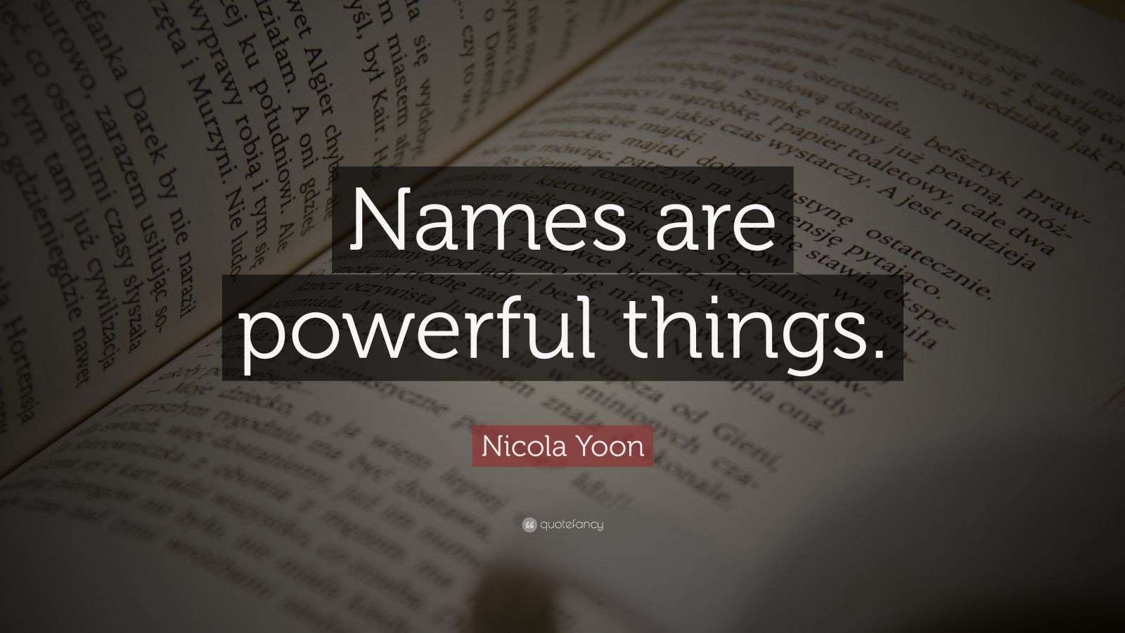 Nicola Yoon Quote: “Names are powerful things.”