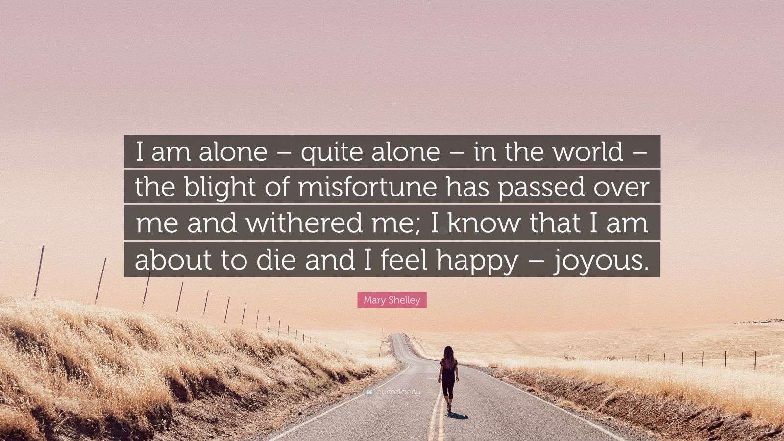 Mary Shelley Quote: “I am alone – quite alone – in the world – the ...