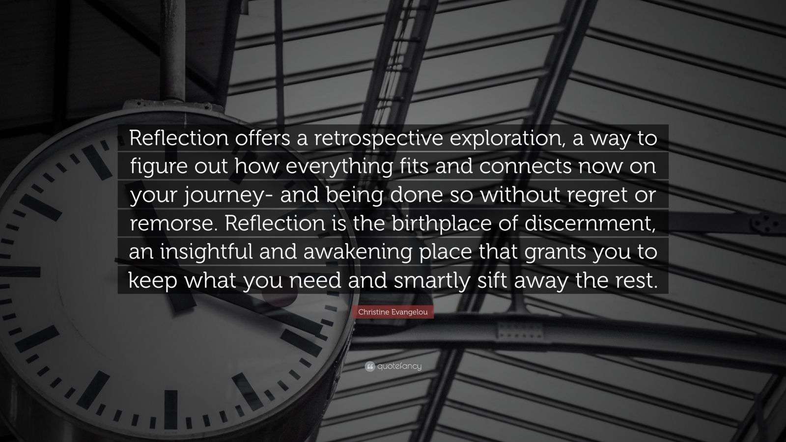 Christine Evangelou Quote: “Reflection offers a retrospective ...