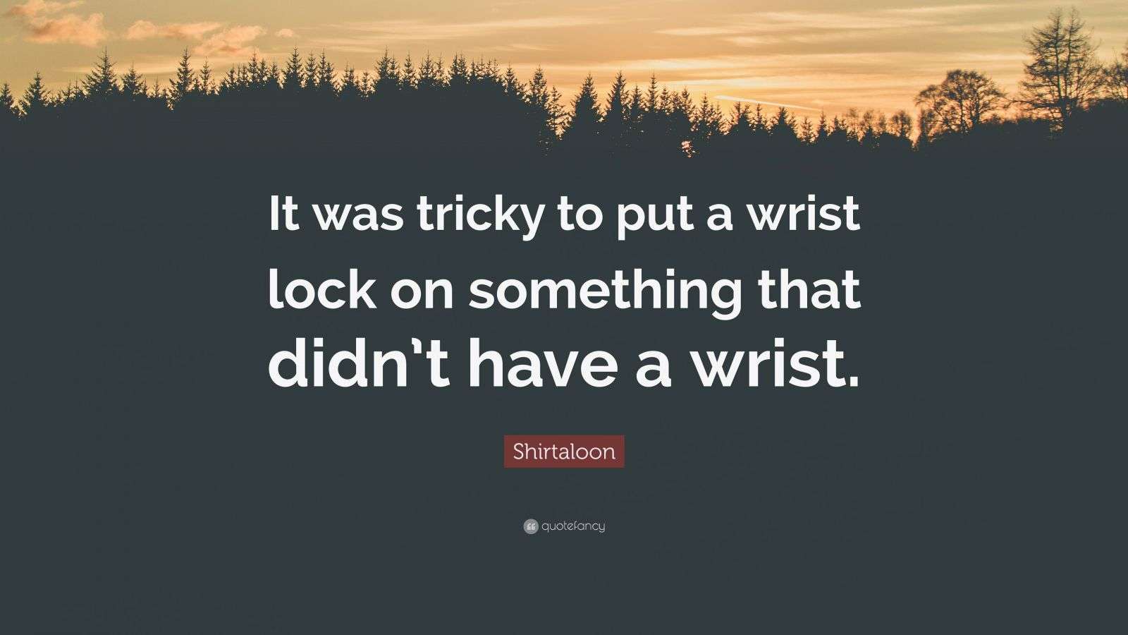 Shirtaloon Quote: “It was tricky to put a wrist lock on something that ...