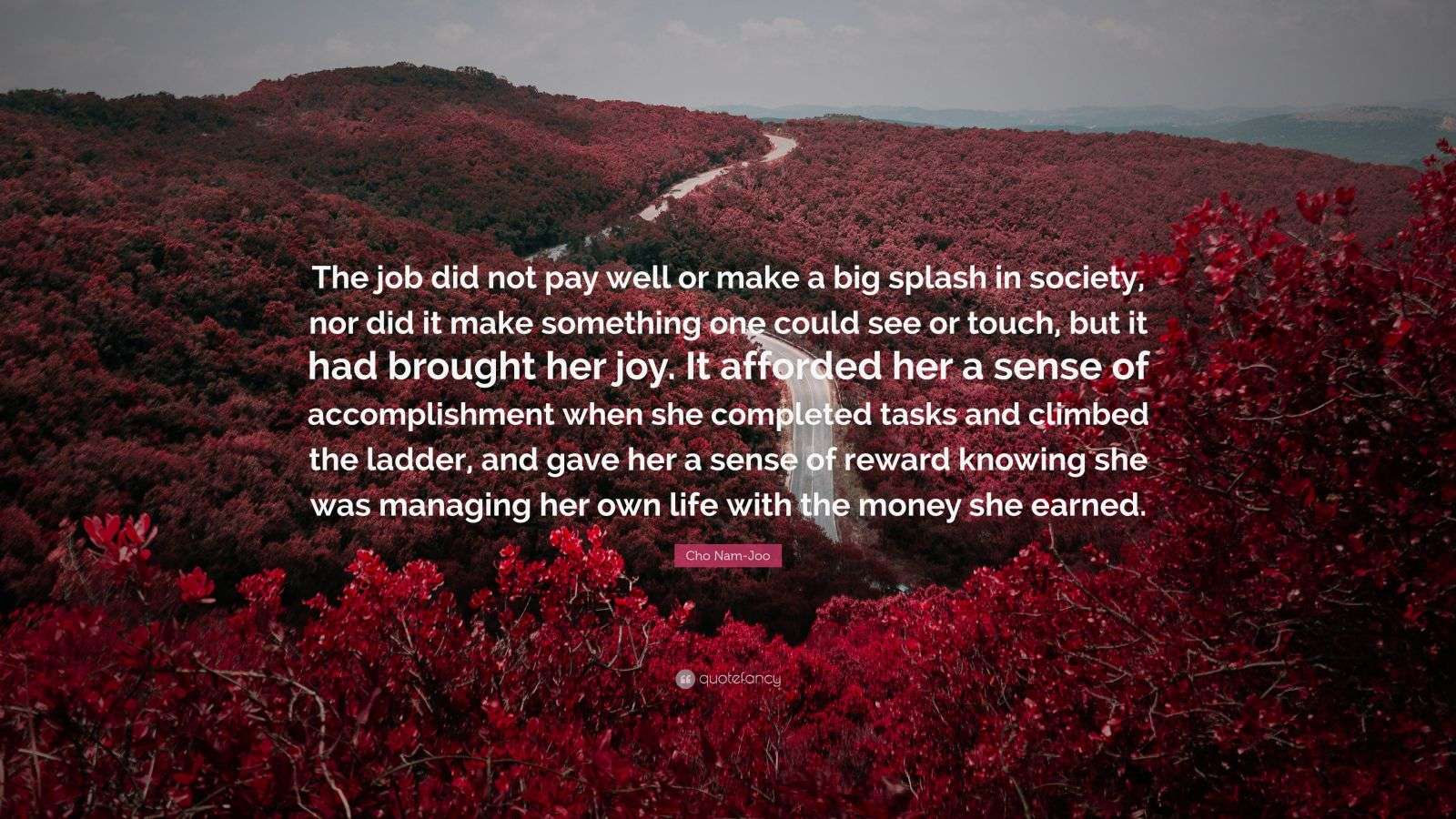 Cho Nam-Joo Quote: “The job did not pay well or make a big splash in ...
