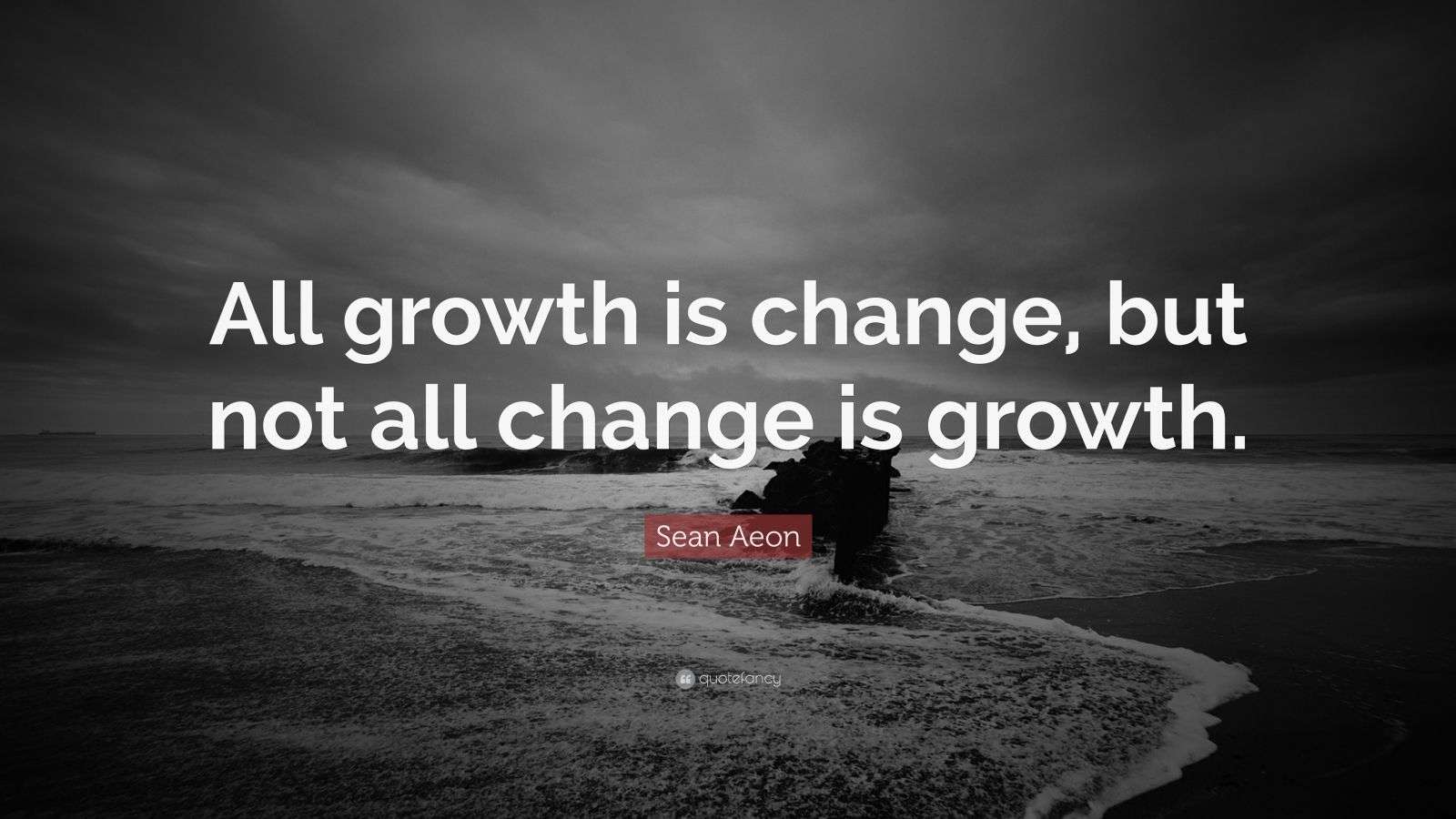 Sean Aeon Quote: “All growth is change, but not all change is growth.”
