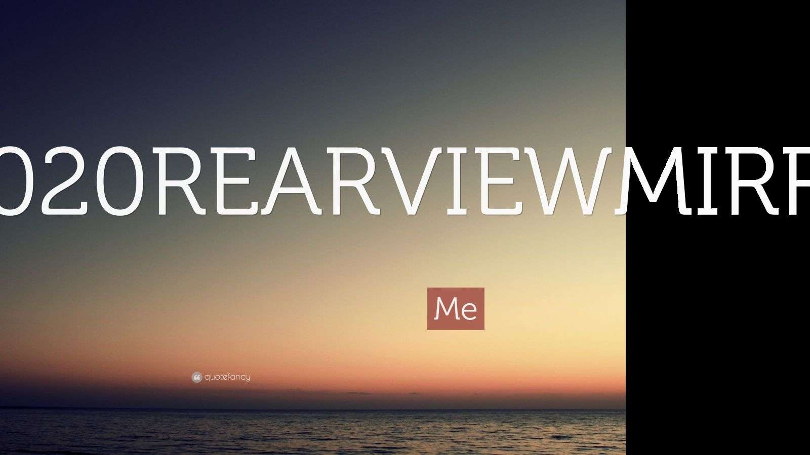 Me Quote: “2020REARVIEWMIRROR.”