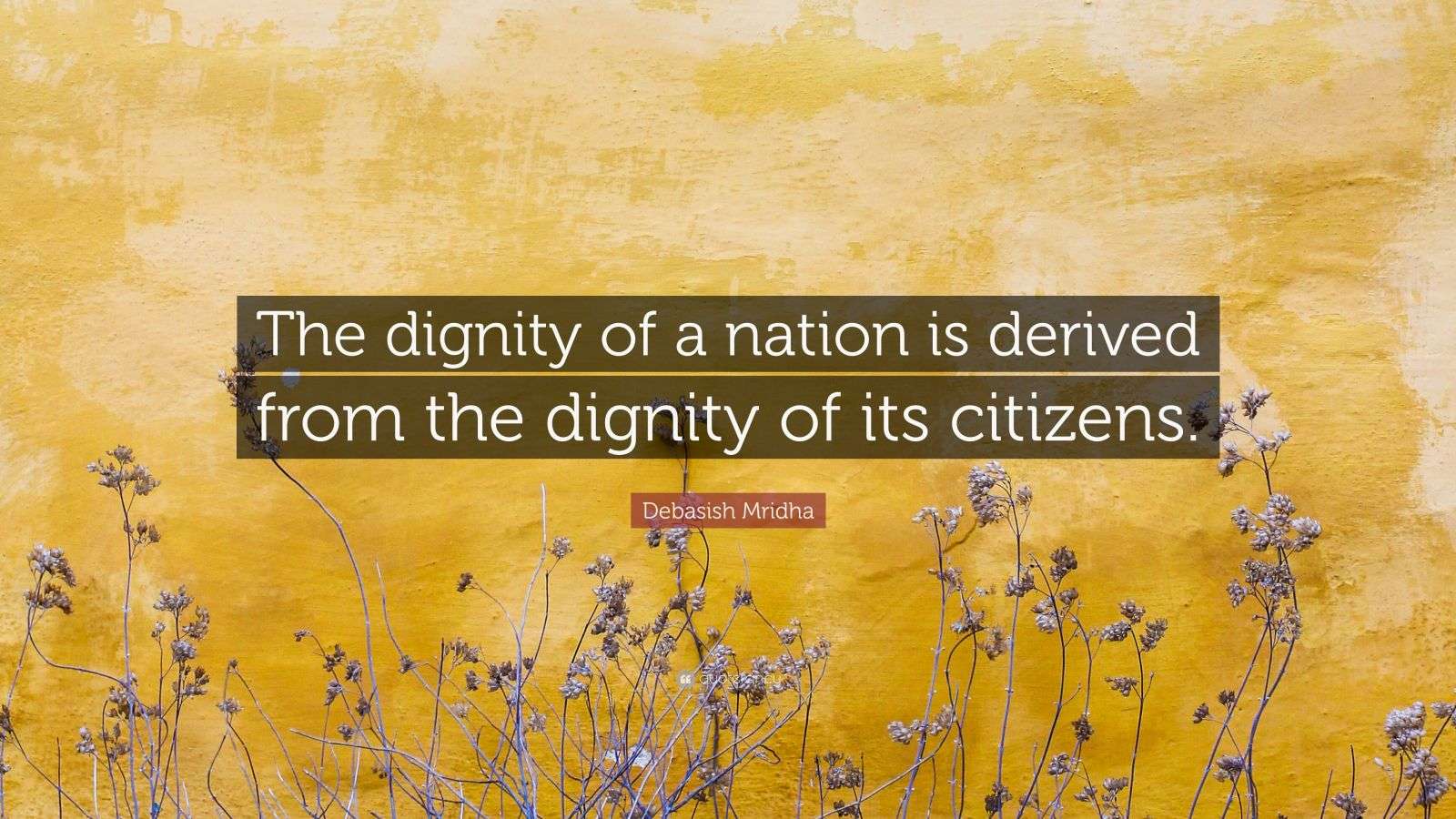 Debasish Mridha Quote: “The dignity of a nation is derived from the ...