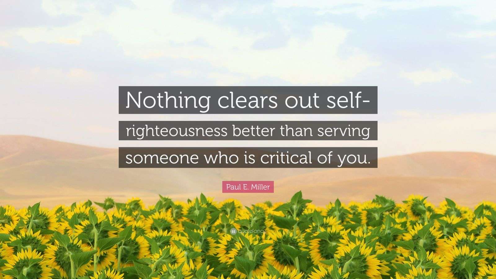 Paul E. Miller Quote: “Nothing clears out self-righteousness better ...