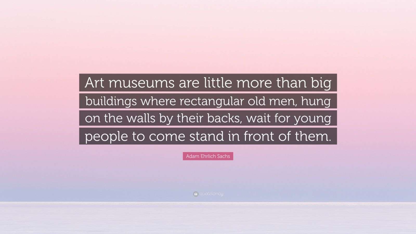 Adam Ehrlich Sachs Quote: “Art museums are little more than big ...