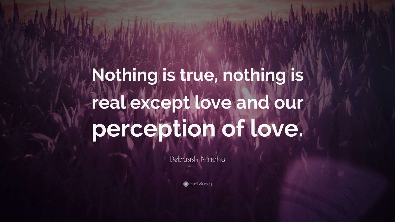 Debasish Mridha Quote: “Nothing is true, nothing is real except love and our perception of love.”