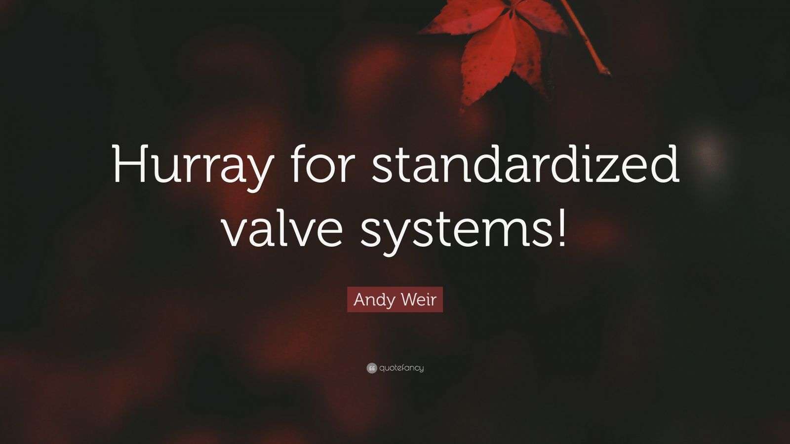 Andy Weir Quote: “Hurray for standardized valve systems!”