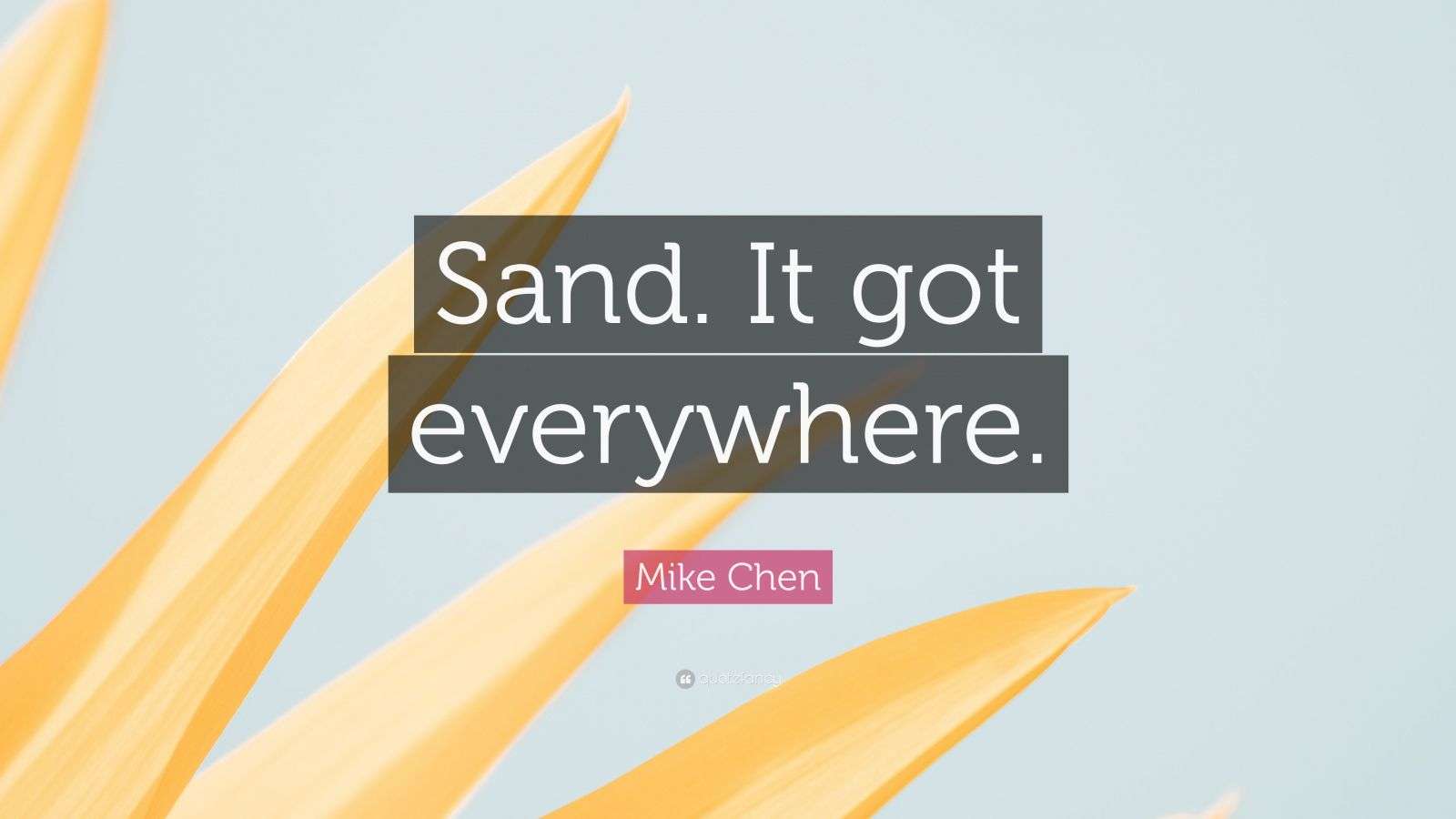 Mike Chen Quote: “Sand. It got everywhere.”