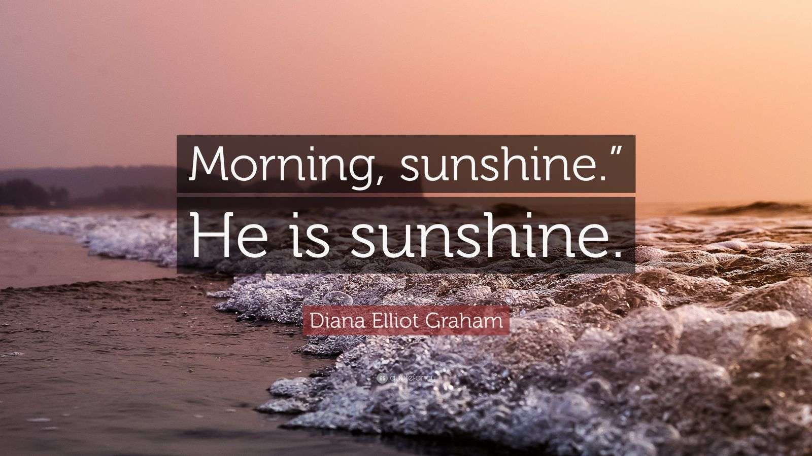 Diana Elliot Graham Quote: “Morning, sunshine.” He is sunshine.”