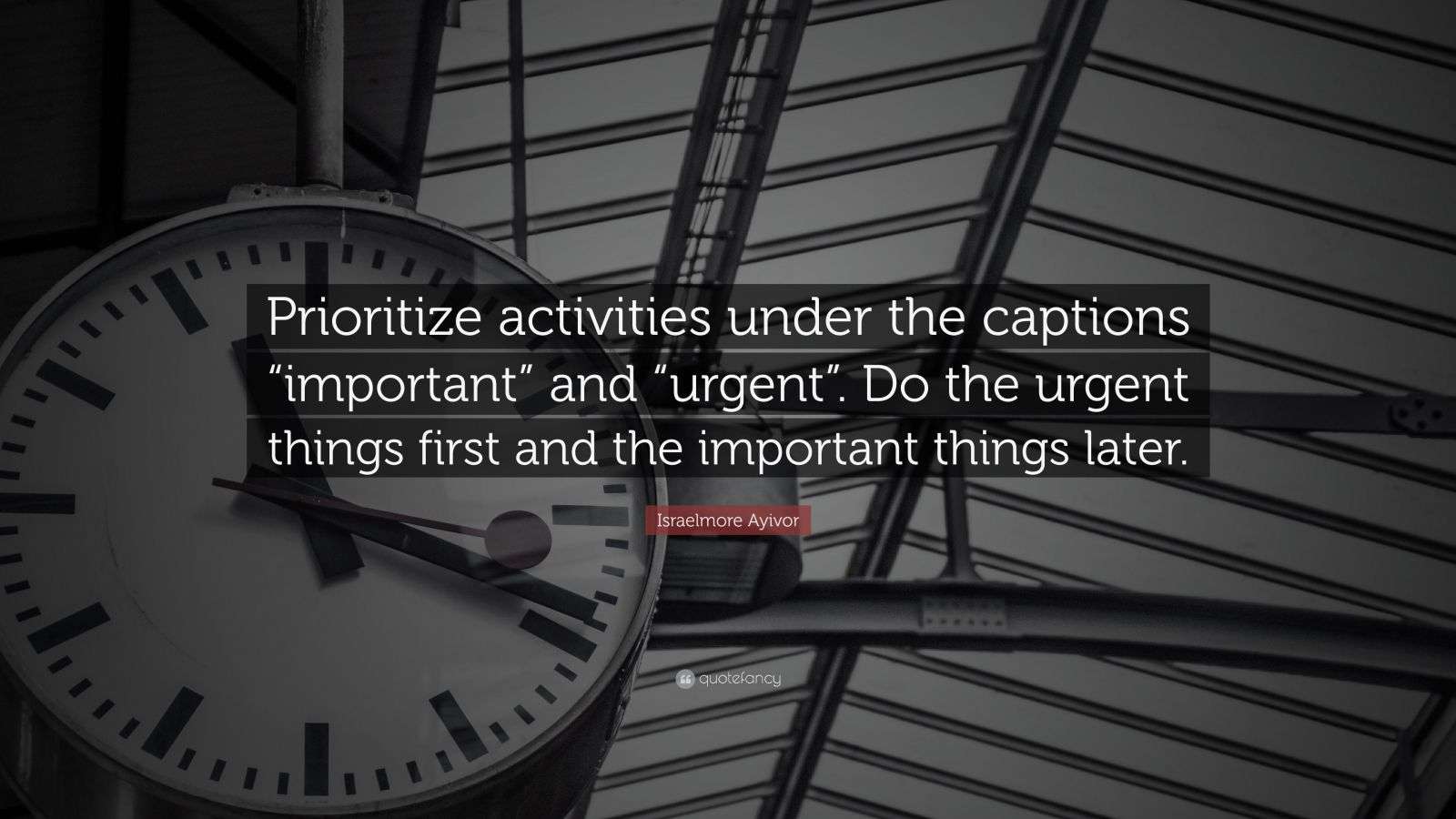 Israelmore Ayivor Quote: “Prioritize activities under the captions ...