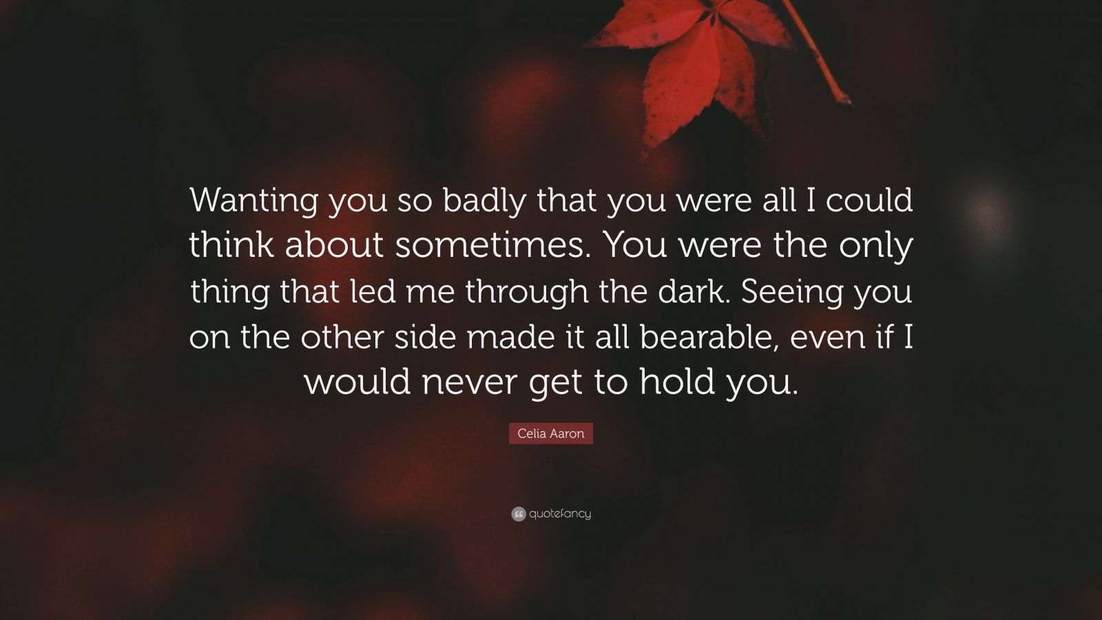 Celia Aaron Quote: “Wanting you so badly that you were all I could ...