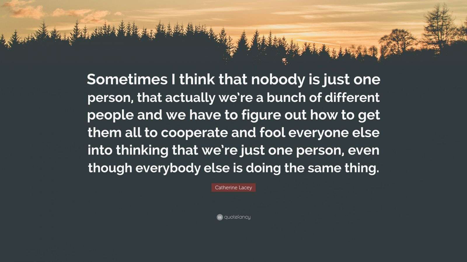 Catherine Lacey Quote: “Sometimes I think that nobody is just one ...
