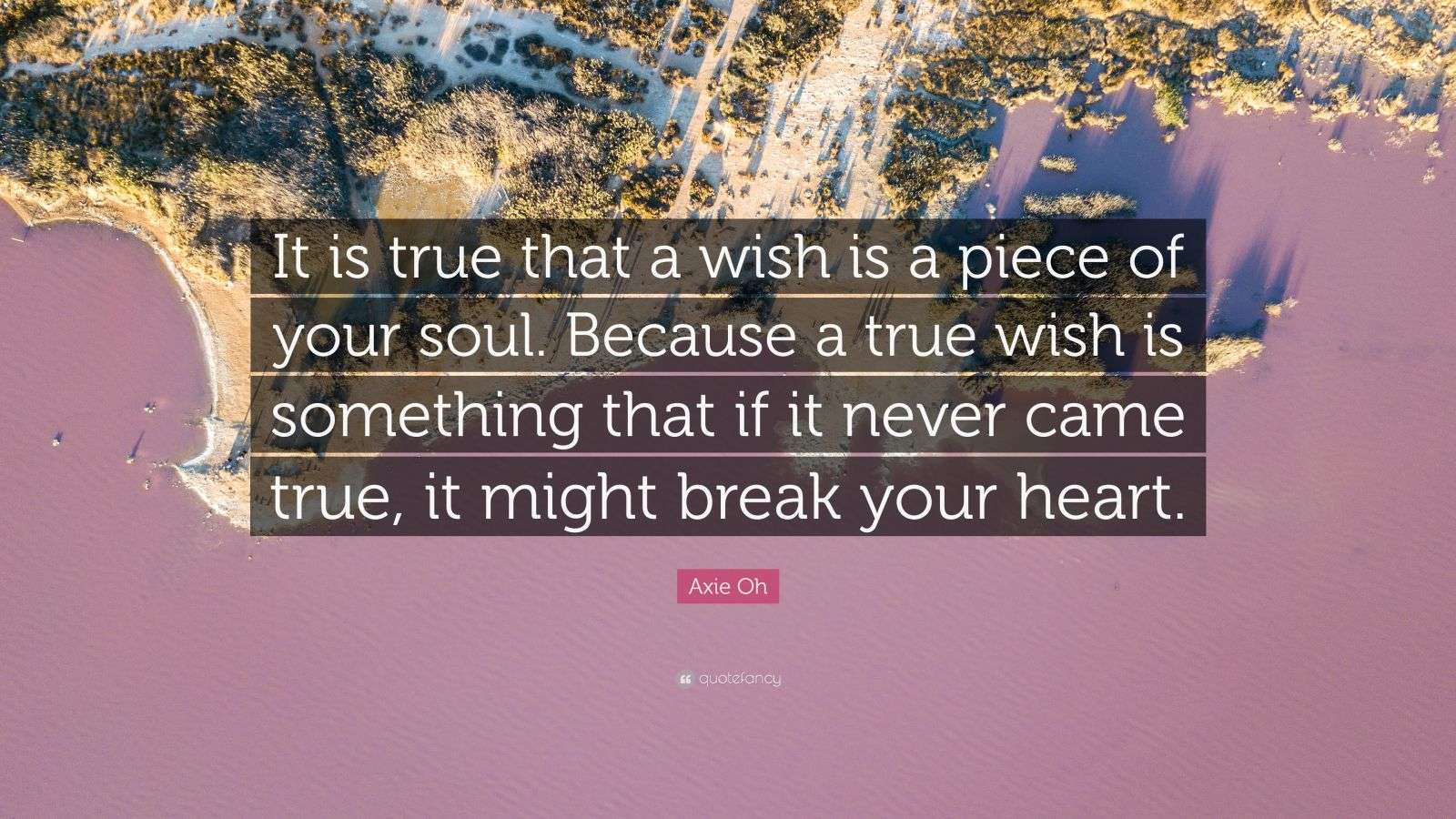 Axie Oh Quote: “It is true that a wish is a piece of your soul. Because ...