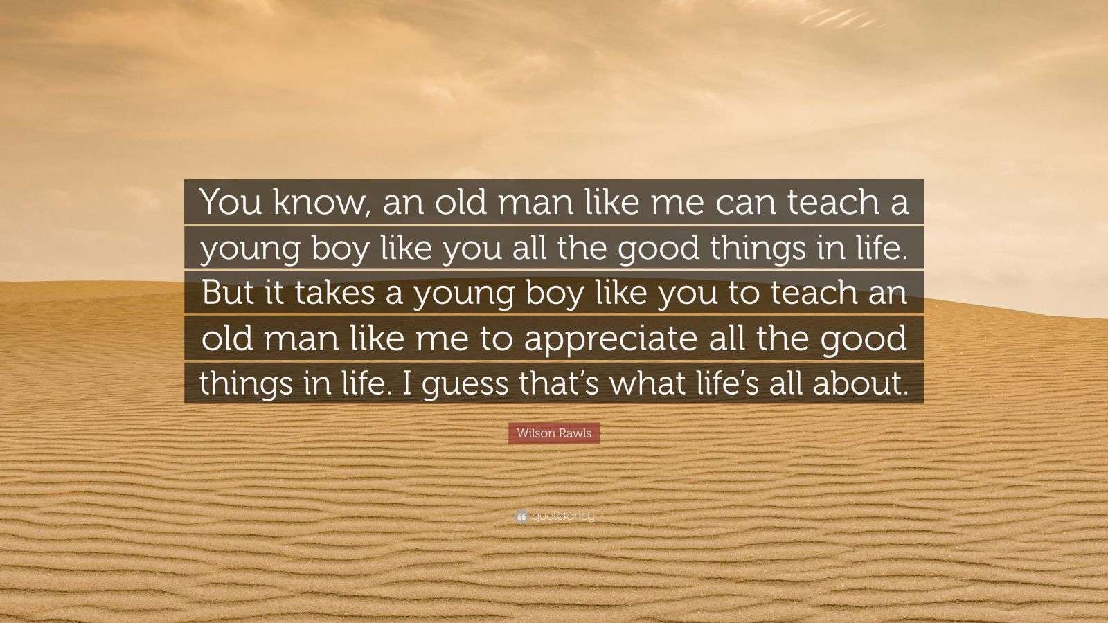 Wilson Rawls Quote: “You know, an old man like me can teach a young boy ...