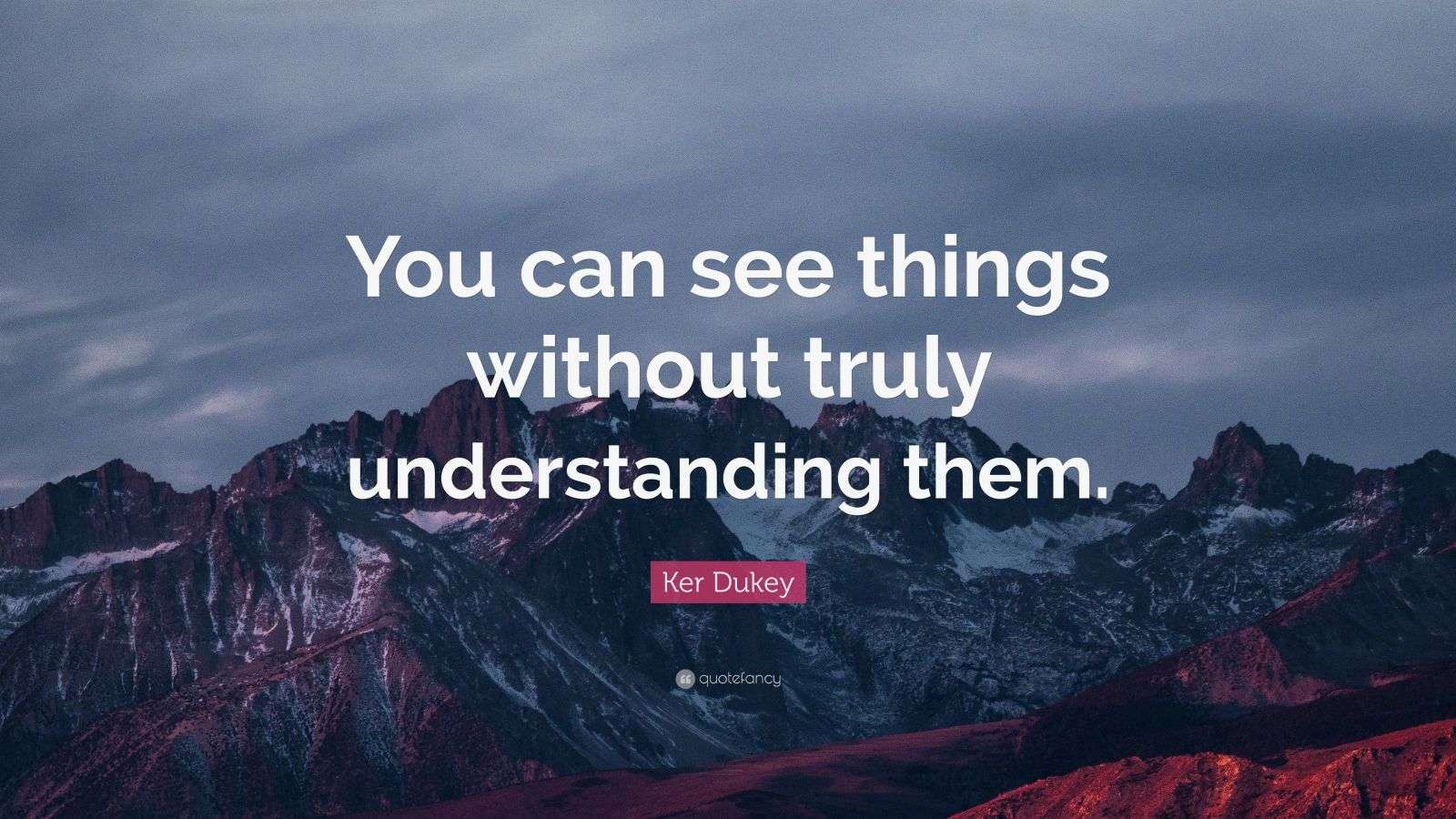 Ker Dukey Quote: “You can see things without truly understanding them.”