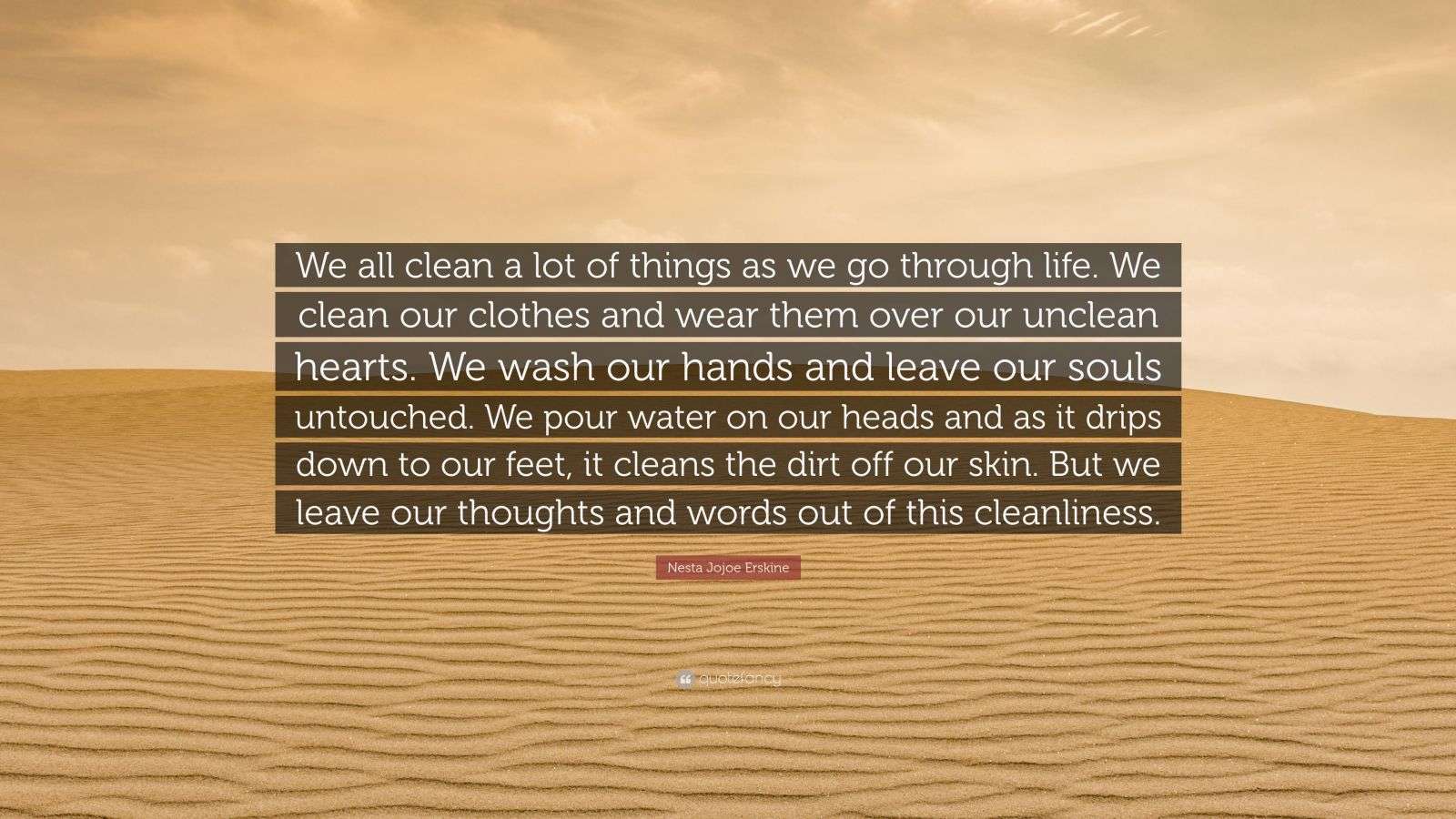 Nesta Jojoe Erskine Quote: “We all clean a lot of things as we go ...