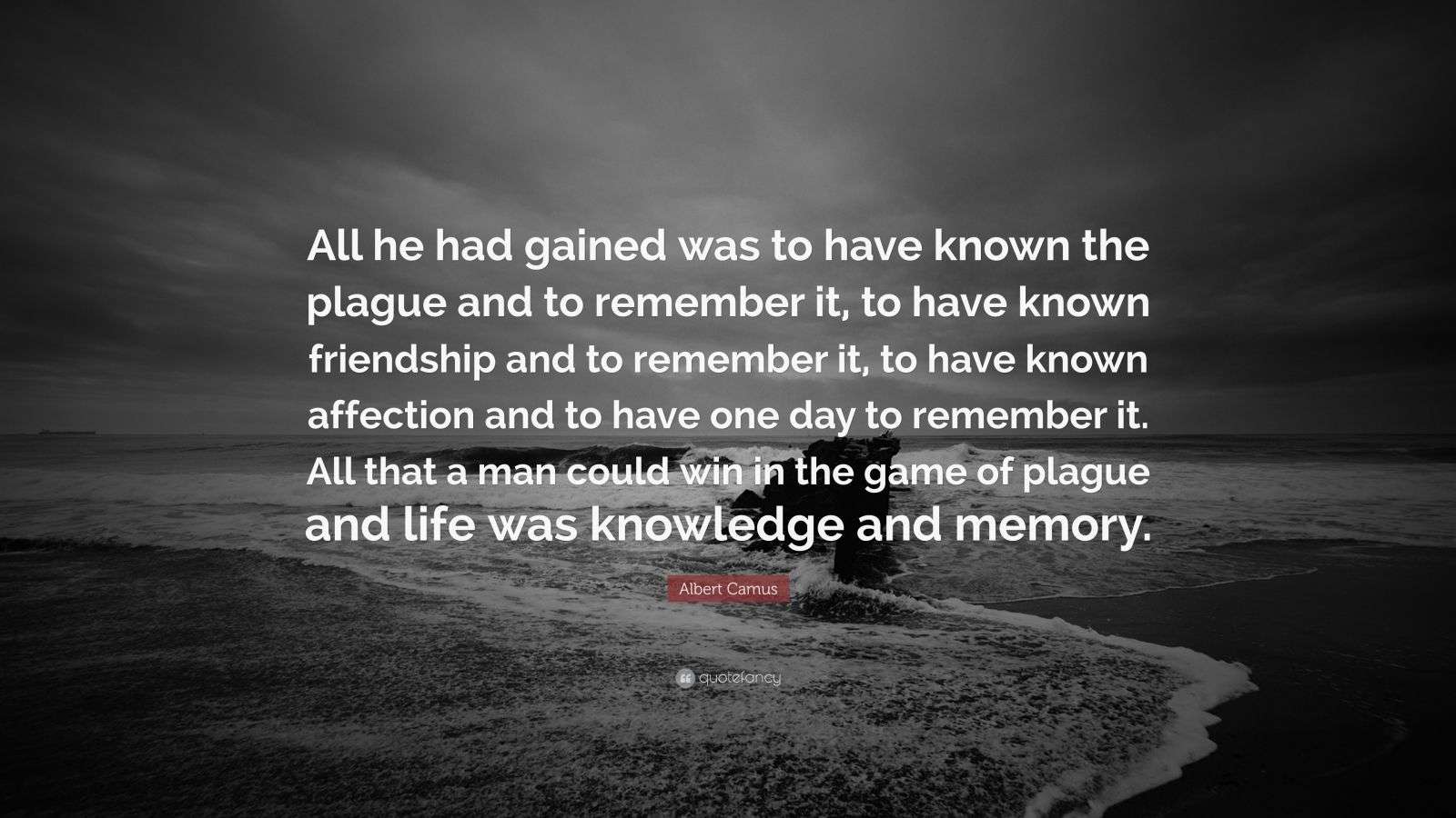 Albert Camus Quote: “All he had gained was to have known the plague and ...