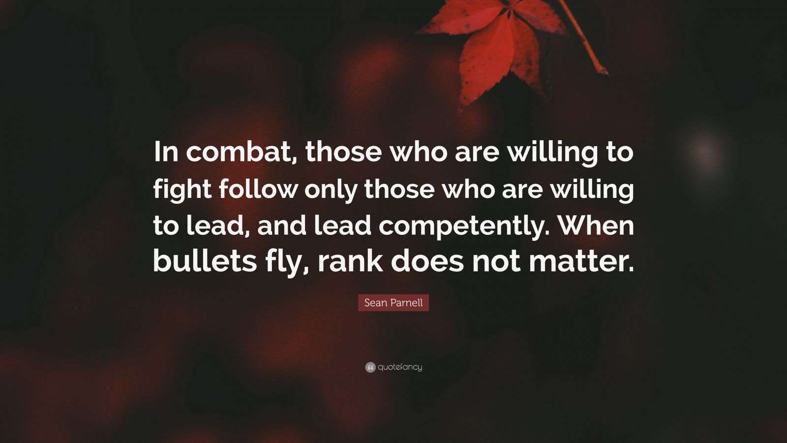 Sean Parnell Quote: “In combat, those who are willing to fight follow ...
