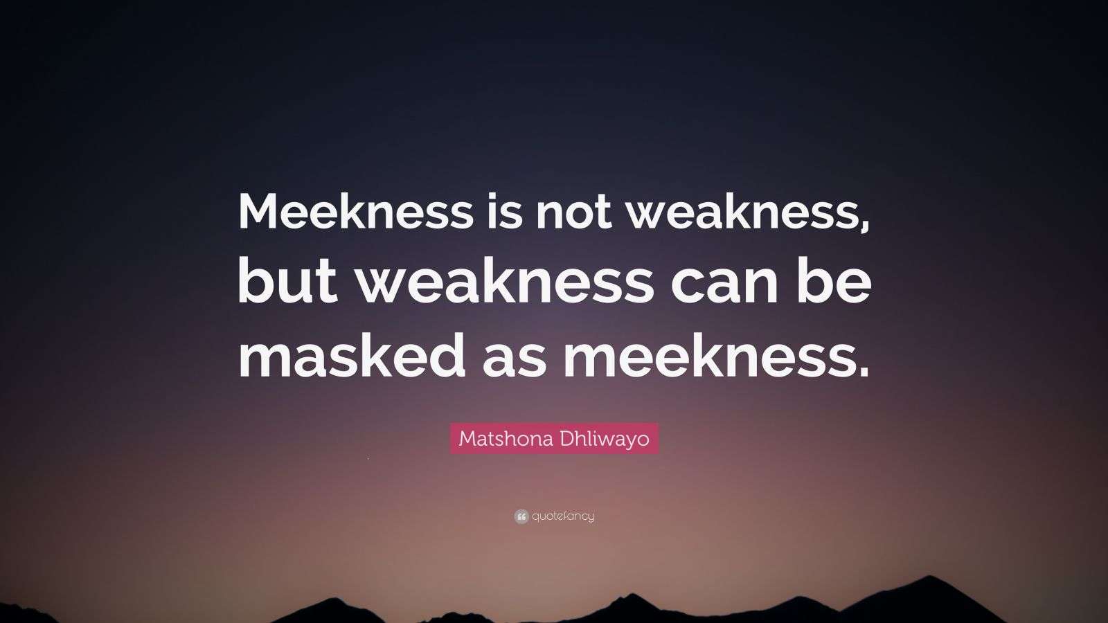 Matshona Dhliwayo Quote: “Meekness is not weakness, but weakness can be ...