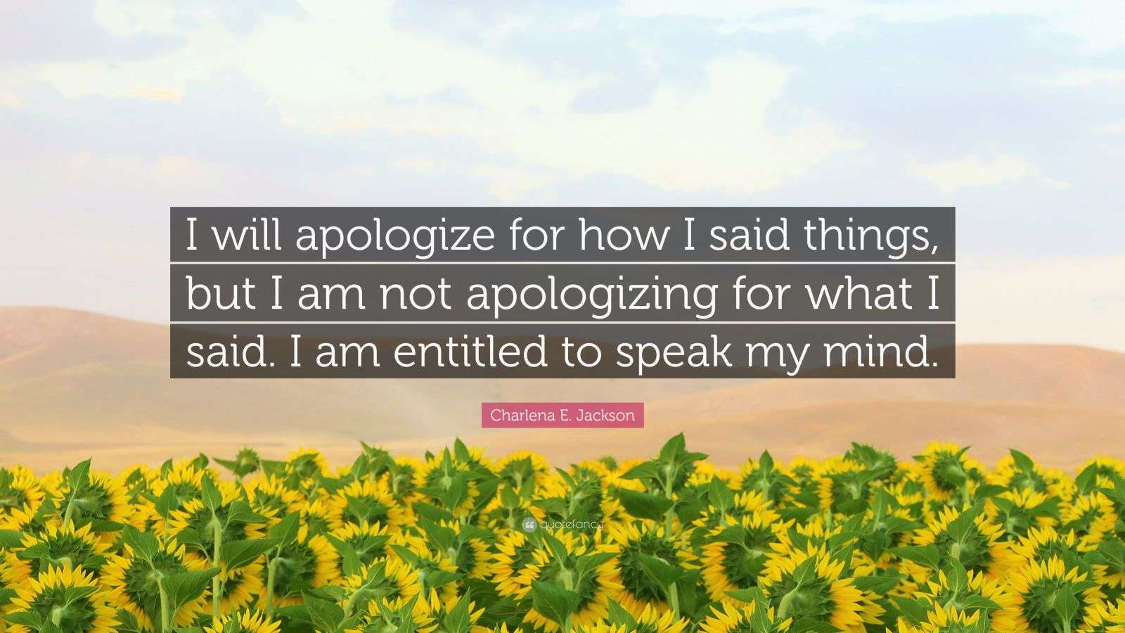 Charlena E. Jackson Quote: “I will apologize for how I said things, but ...