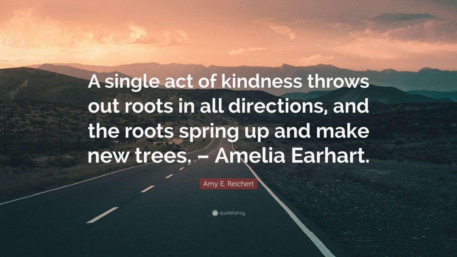 Amy E. Reichert Quote: “A single act of kindness throws out roots in ...