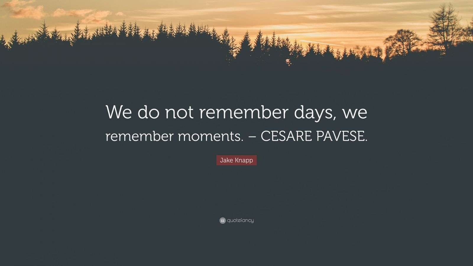 Jake Knapp Quote: “We do not remember days, we remember moments ...