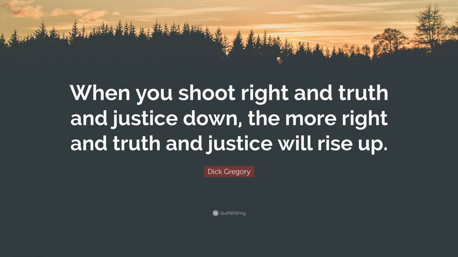 Dick Gregory Quote: “When you shoot right and truth and justice down ...