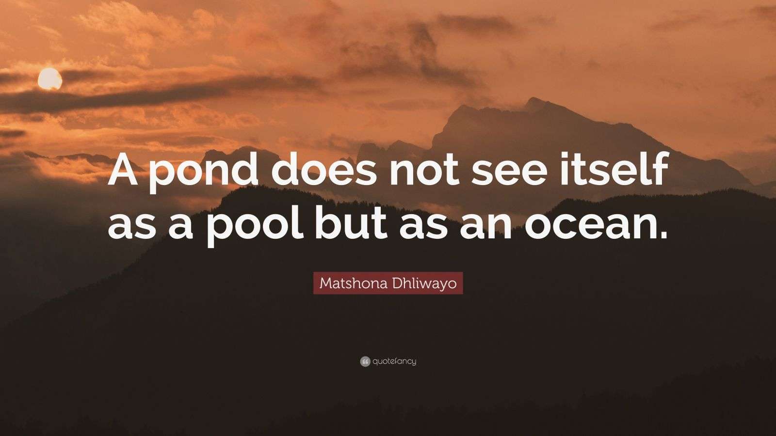 Matshona Dhliwayo Quote: “A pond does not see itself as a pool but as ...