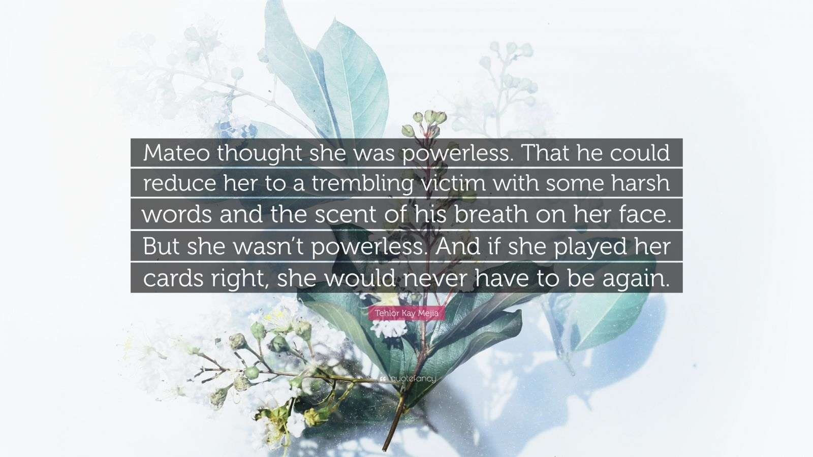 Tehlor Kay Mejia Quote: “Mateo thought she was powerless. That he could ...