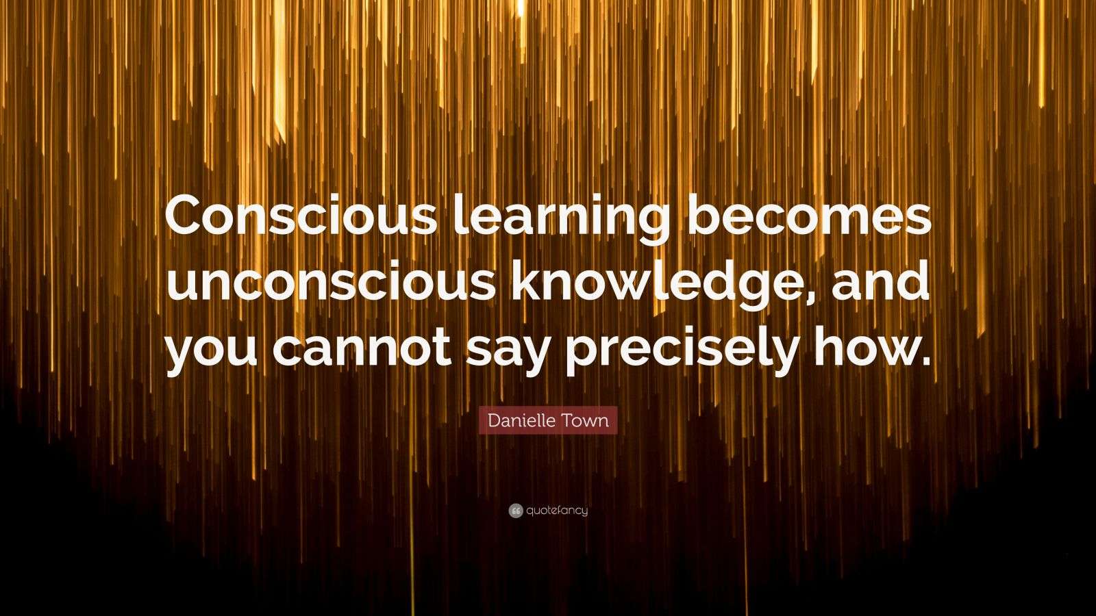 Danielle Town Quote: “Conscious learning becomes unconscious knowledge ...