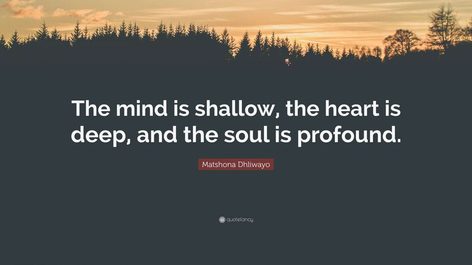 Matshona Dhliwayo Quote: “The mind is shallow, the heart is deep, and ...