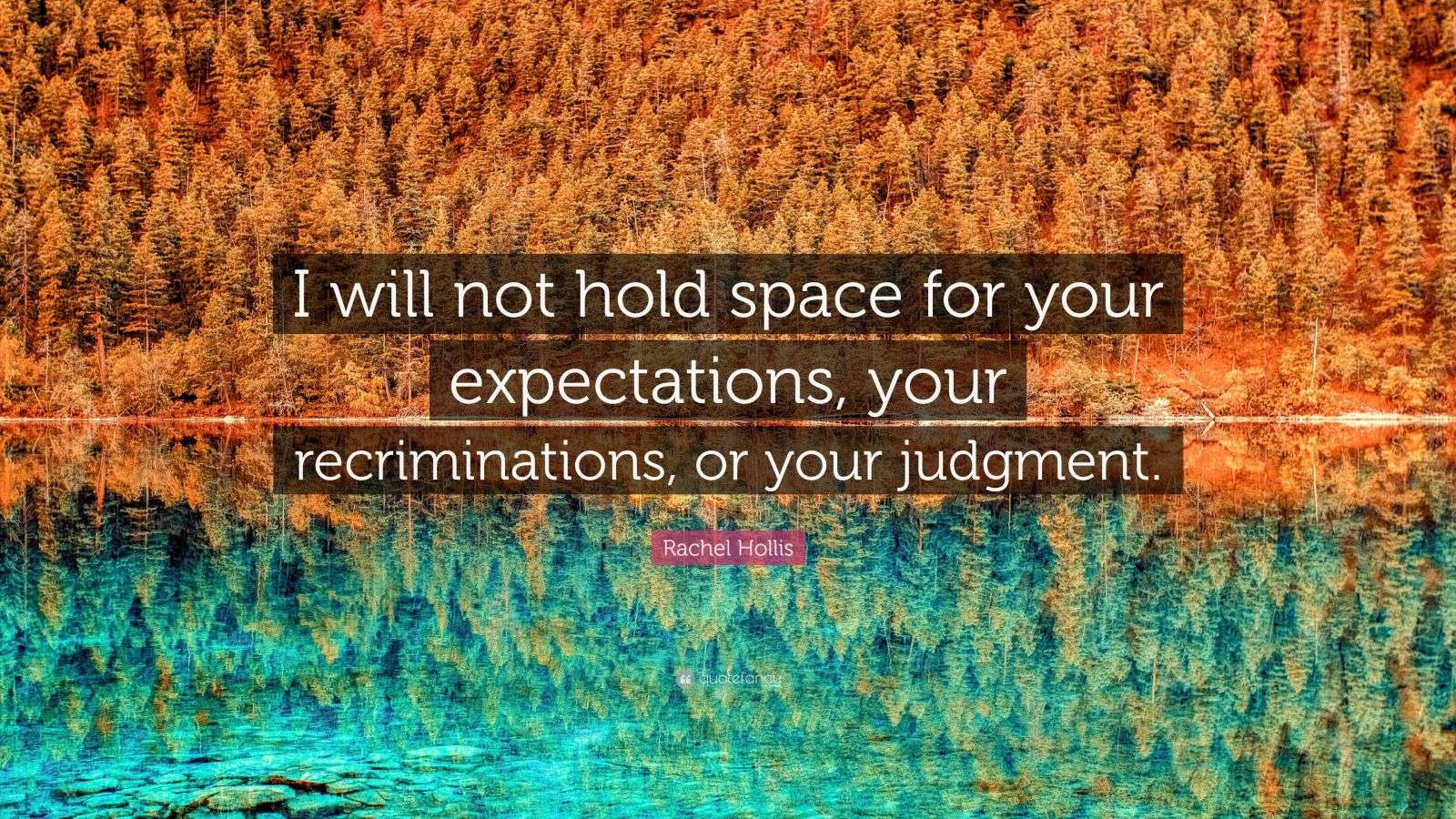 Rachel Hollis Quote: “I will not hold space for your expectations, your ...