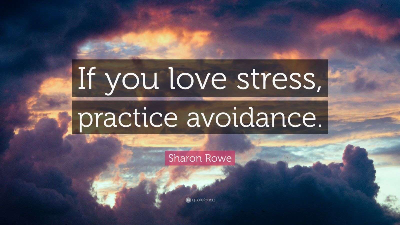 Sharon Rowe Quote: “If you love stress, practice avoidance.”