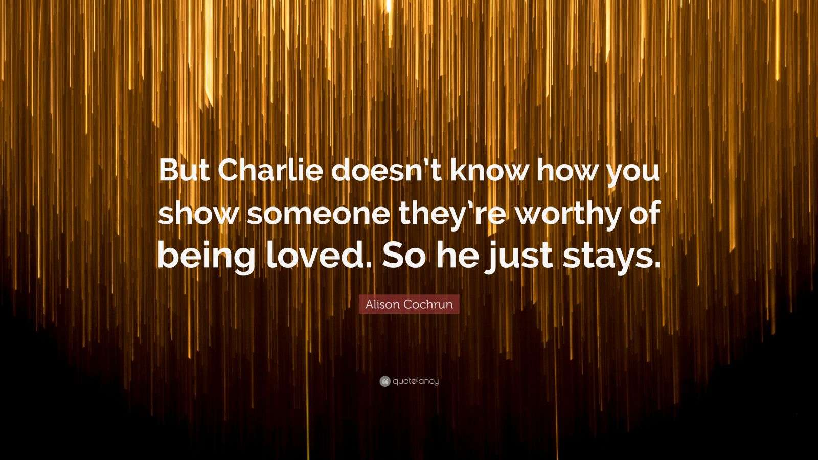 Alison Cochrun Quote: “But Charlie doesn’t know how you show someone ...