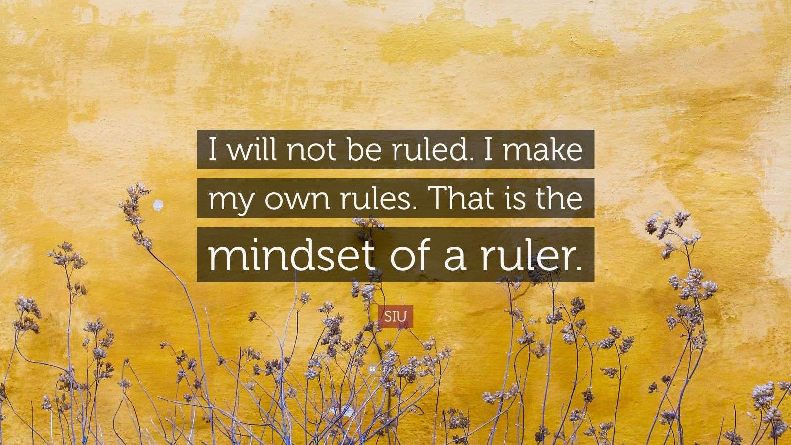 SIU Quote: “I will not be ruled. I make my own rules. That is the ...