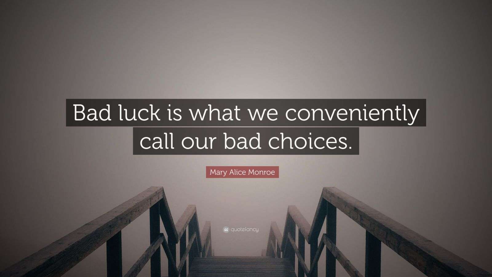 Mary Alice Monroe Quote: “Bad luck is what we conveniently call our bad ...