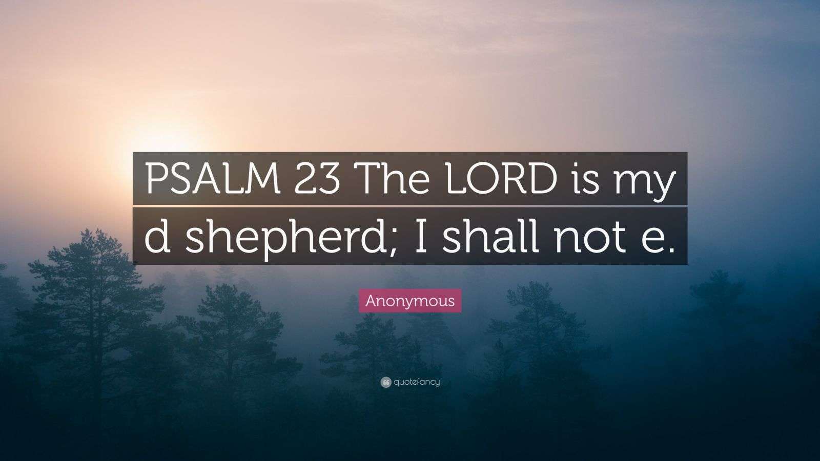 Anonymous Quote: “PSALM 23 The LORD is my d shepherd; I shall not e.”