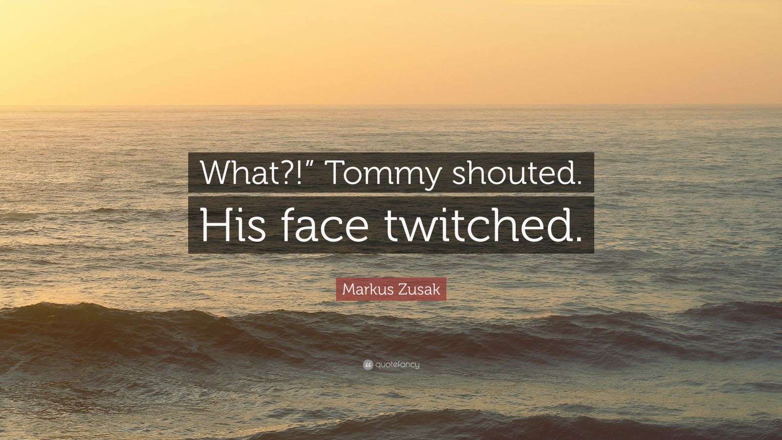 Markus Zusak Quote: “What?!” Tommy shouted. His face twitched.”