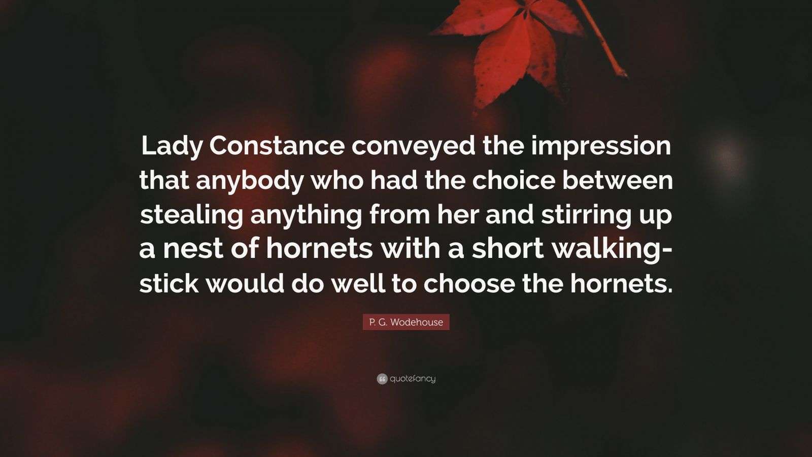 P. G. Wodehouse Quote: “Lady Constance conveyed the impression that ...