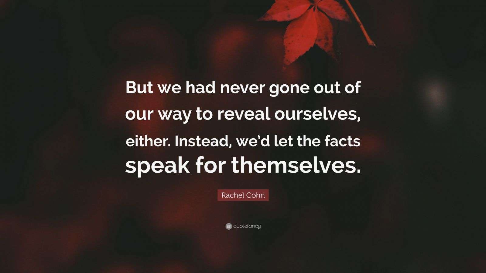 Rachel Cohn Quote: “But we had never gone out of our way to reveal ...