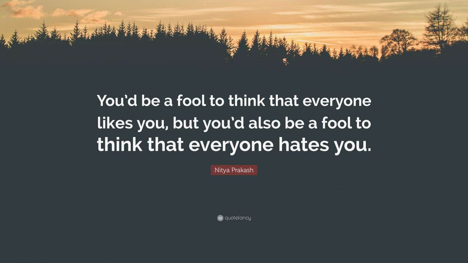Nitya Prakash Quote: “You’d be a fool to think that everyone likes you ...