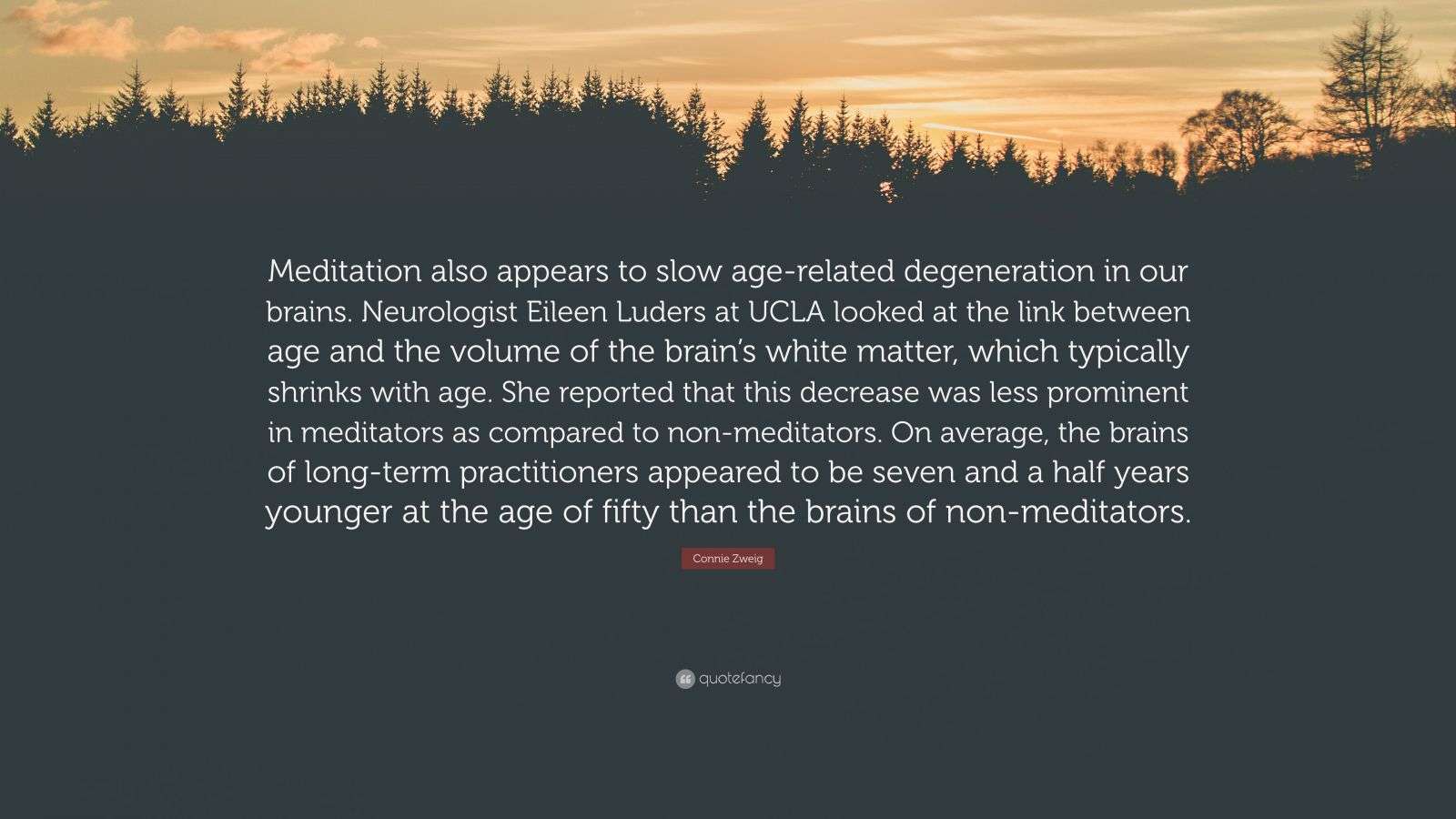 Connie Zweig Quote: “Meditation also appears to slow age-related ...