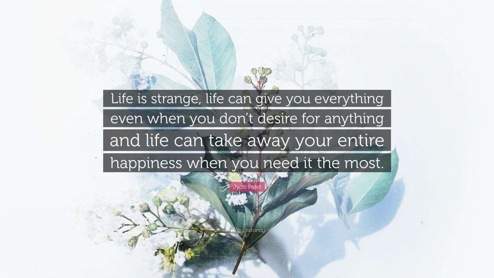 Jyoti Patel Quote: “Life is strange, life can give you everything even ...