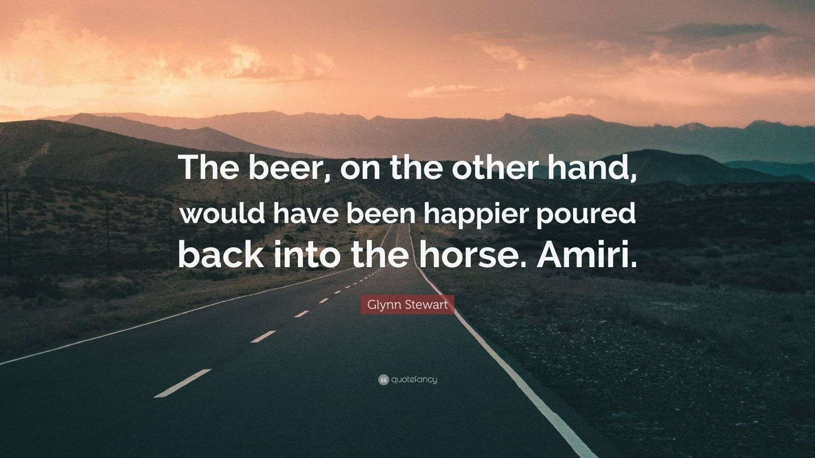 Glynn Stewart Quote: “The beer, on the other hand, would have been ...