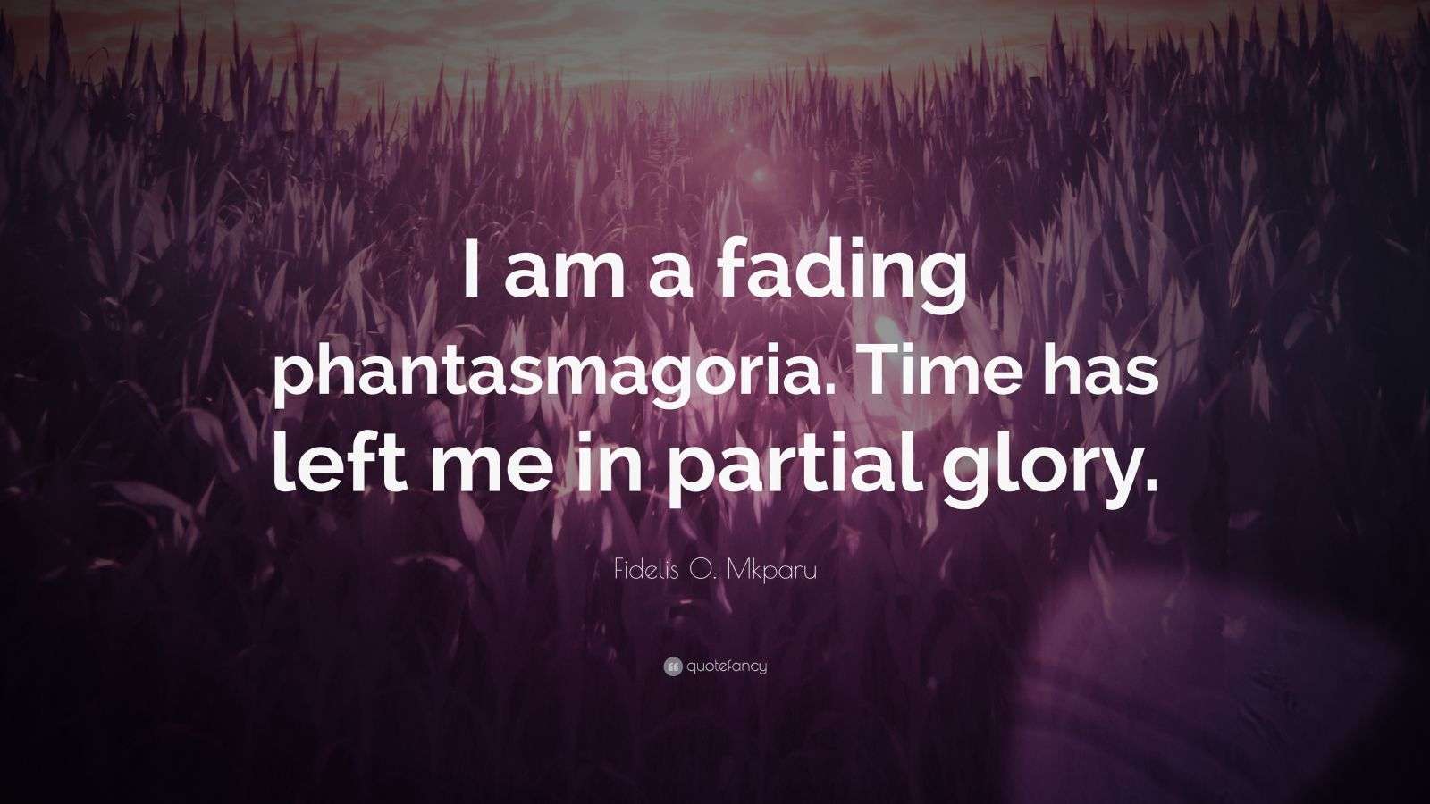 Fidelis O. Mkparu Quote: “I am a fading phantasmagoria. Time has left ...
