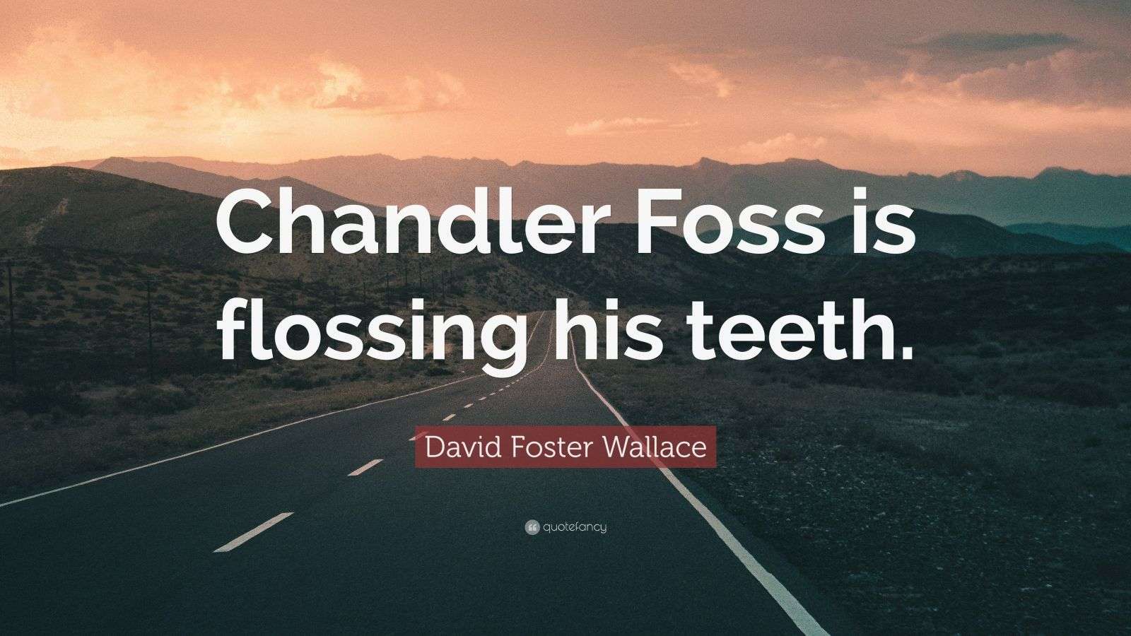 David Foster Wallace Quote: “Chandler Foss is flossing his teeth.”