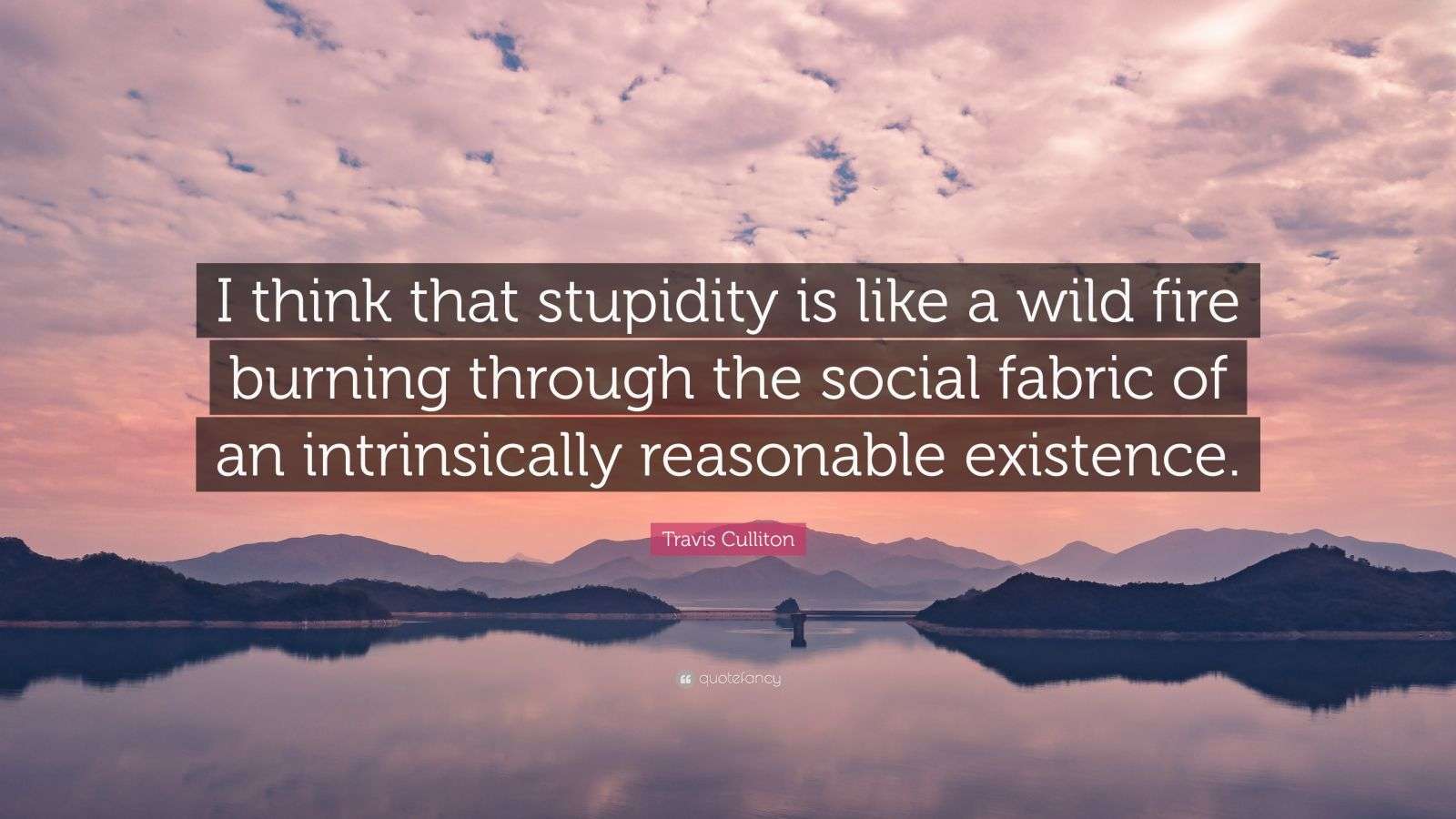 Travis Culliton Quote: “I think that stupidity is like a wild fire ...